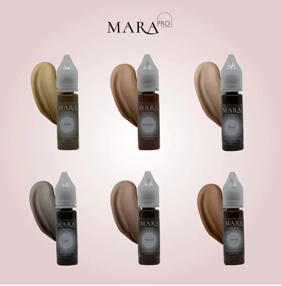 Mara Pro Eyebrow Pigment Set 6 x 15ml bottles